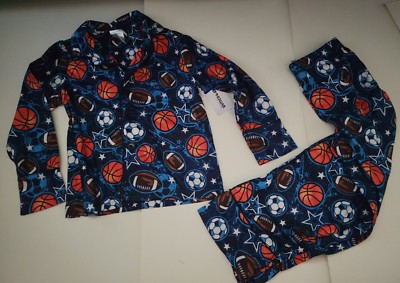Boys Imagine Brand Navy Blue Flannel 2 Piece Football Pajamas Set Size ...