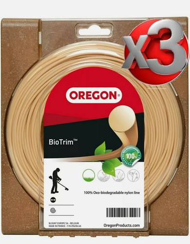 x3 Oregon BioTrim 100% Oxo-Biodegradable Nylon Trimmer line 15m/2.4, 2. ...