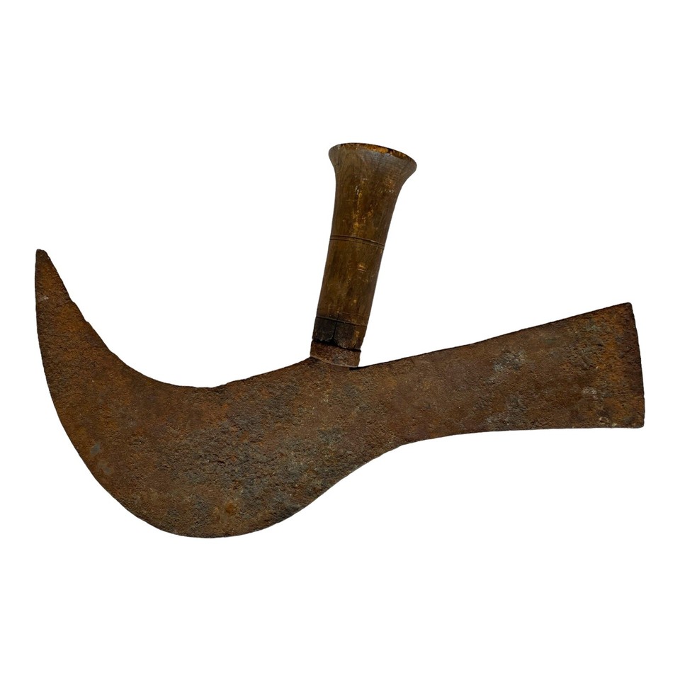 Rustic Vintage Hand Forged Iron w/ Wooden Handel Antique Farm Tool | eBay