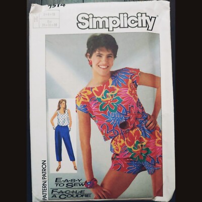Vtg Simplicity Easy to Sew Top & Pull On Pants/Shorts Pattern #7514 6-8 ...