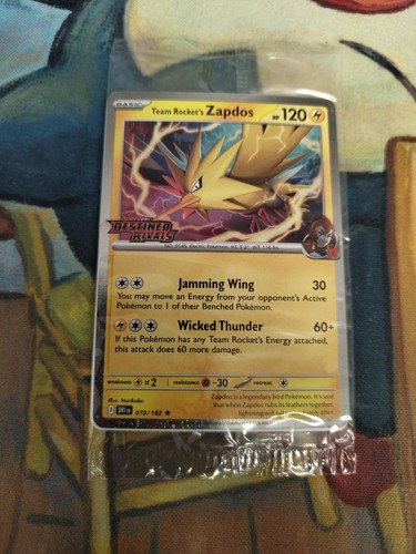 (SEALED) Team Rocket's Zapdos 070/182 Pokemon Destined Rivals Stamped ...