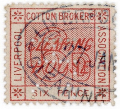 (I.B) Liverpool Cotton Association : Fee Stamp 6d (1875) | eBay