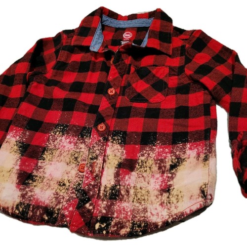 Toddler boys Hand Bleached Red & Black Buffalo Check. 2T Outdoor ...