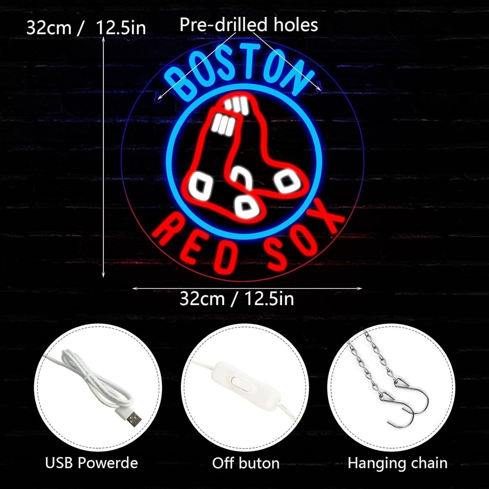 Neon Sign for Boston Baseball Team Logo,Led Neon Lights for Sports Man ...