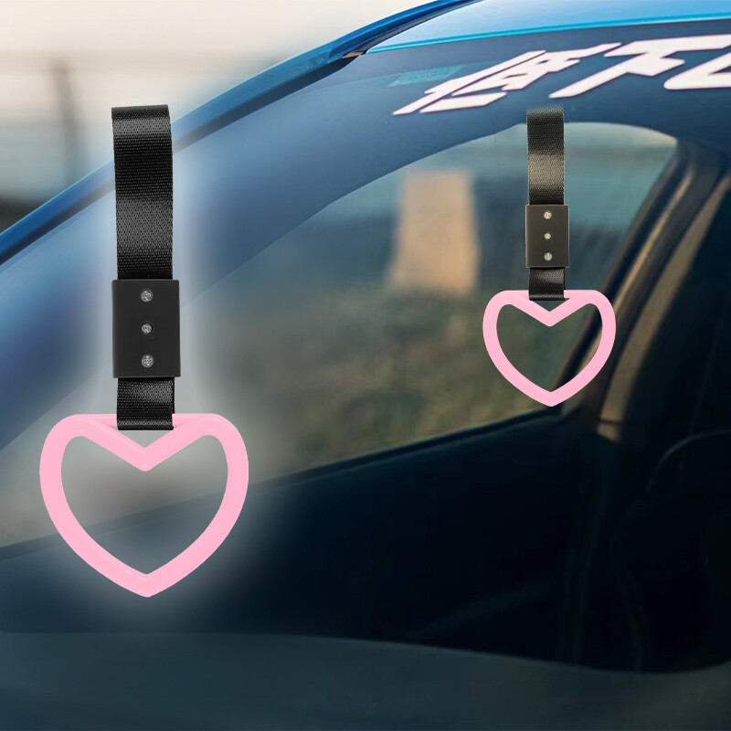 JDM Heart Shape TSURIKAWA Pink Ring Subway Train Bus Handle Strap Nylon ...