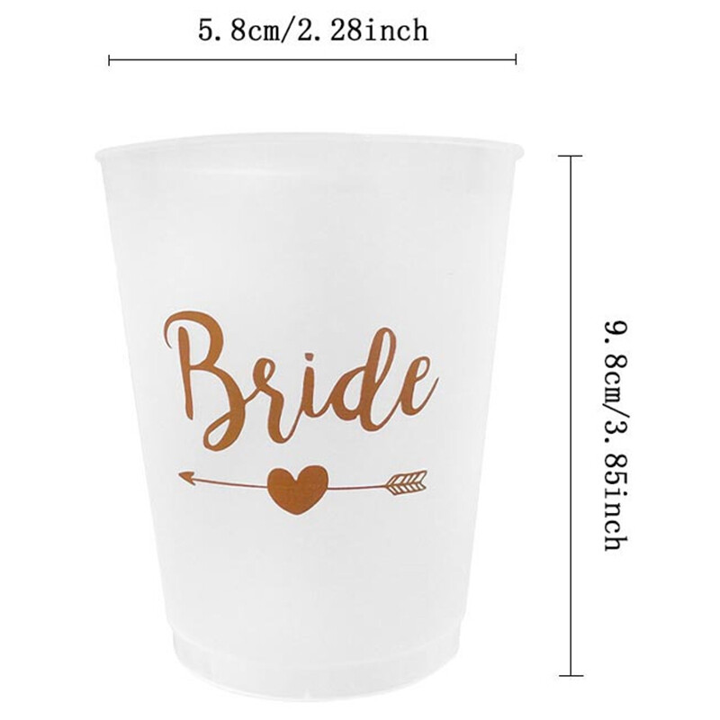 12pcs Bride Cup Team Bride To Be Satin Straw Wedding Decorations Bridal ...