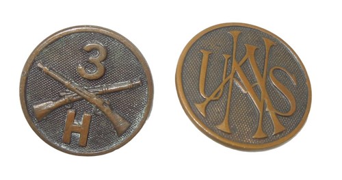 WWI US Army 3rd Infantry Regiment Numbered Collar Disc Pins Insignia ...