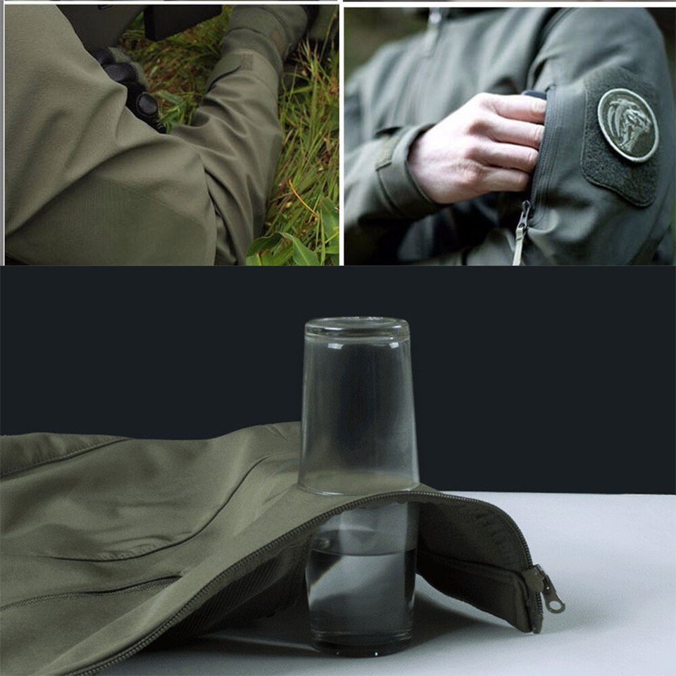 Mens Tactical Jacket Waterproof Military Soft Shell Jacket Work ...