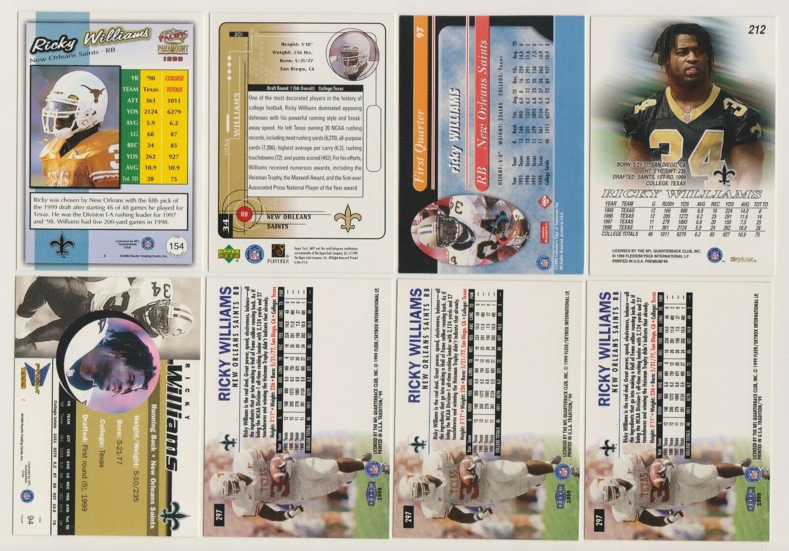 1999 RICKY WILLIAMS ROOKIE CARD LOT 13 SAINTS | eBay
