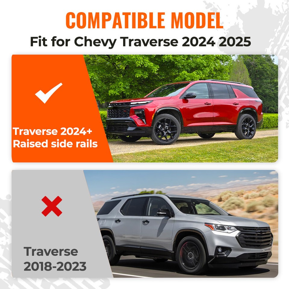 Running Boards & Cross Bars for Chevy Chevrolet Traverse 2024-2026 Side ...