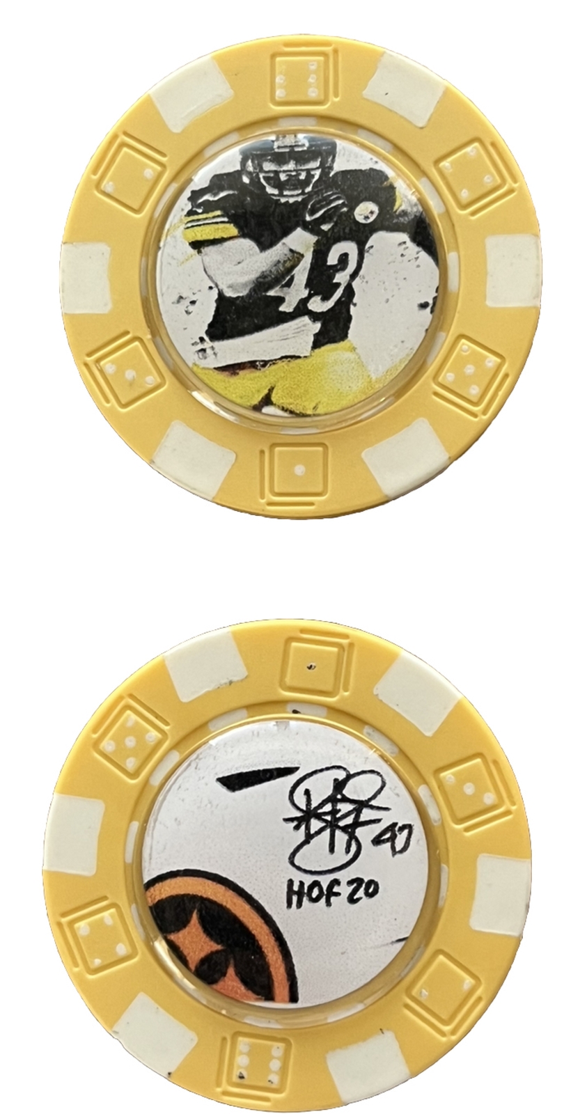 TROY POLAMALU HOF - PITTSBURGH STEELERS LEGEND - *Signed* POKER CHIP ...