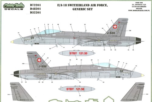 Model Maker Decals 1/48 SWISS AIR FORCE F/A-18A HORNET GENERIC SET | eBay