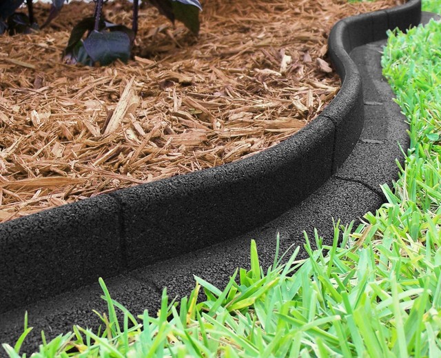 Garden Border Edging Pack of 6 Flexi Curve Recycled Rubber Lawn Border ...