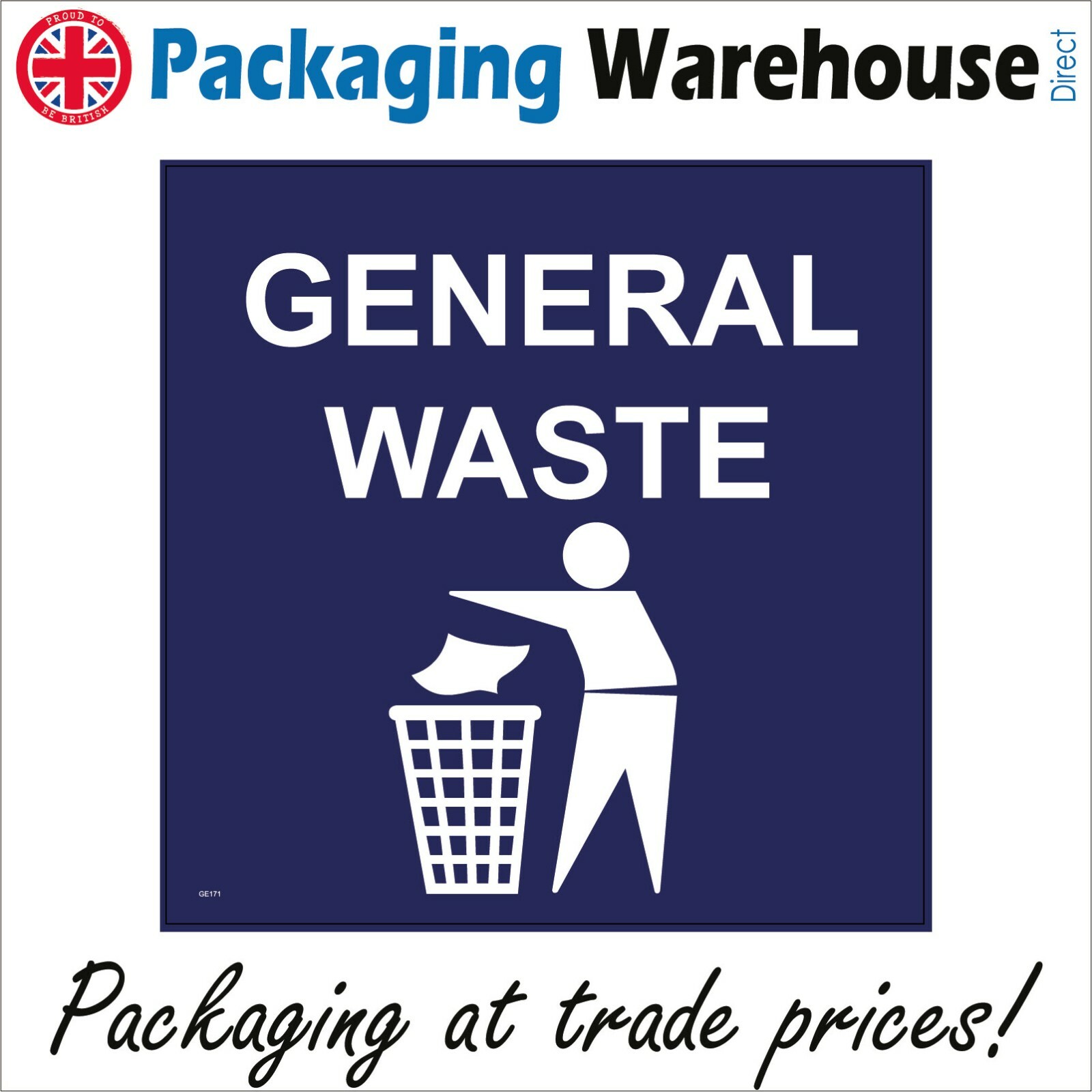 GENERAL WASTE - Rubbish Trash Business Sign A- GE171 sticker/rigid ...