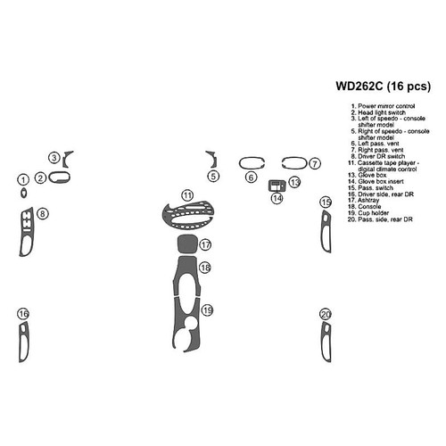 For Mercury Sable 98-99 B&I WD262C-DP2M 2D Matted Mahogany Full Dash ...