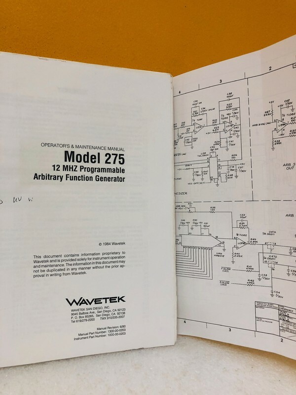Wavetek 1300-00-0203 Model 275 12MHz Function Generator Operator Manual | eBay