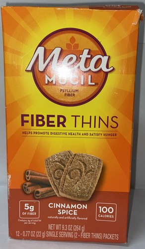 Meta Mucil Fiber Thins - Cinnamon Spice Flavor - 12 x 0.77 oz ...