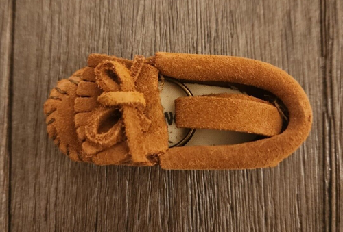 Minnetonka Vintage Moccasin Leather Shoe Mini Moc KeyChain Ring Brown 🤎 ...