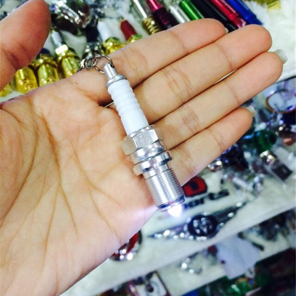 Fashion LED Key Chain Spark Plug Key Chain Keychain Car Parts Keyring ...