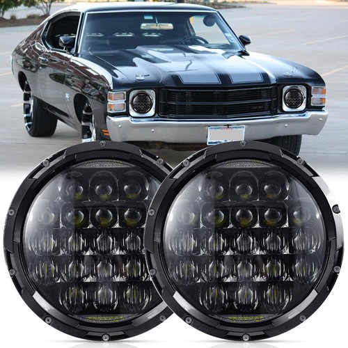 For 1971 1972 1973 Chevy Chevelle Pair 7'' Round LED Headlights Hi/Lo ...