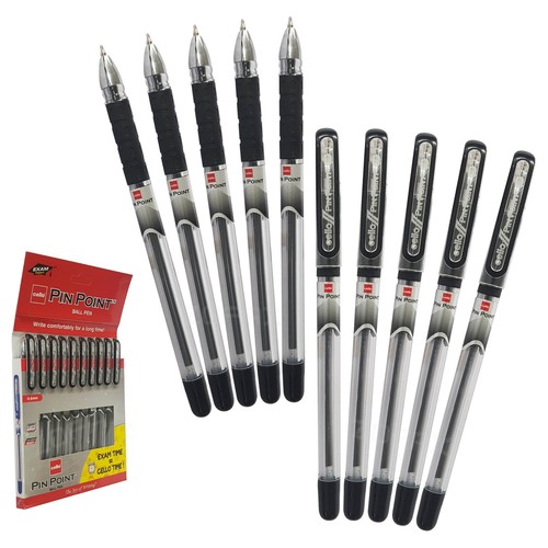 10 x BIC CELLO Pinpoint 0.6mm BLACK Ballpoint Pens Smooth Writing ...