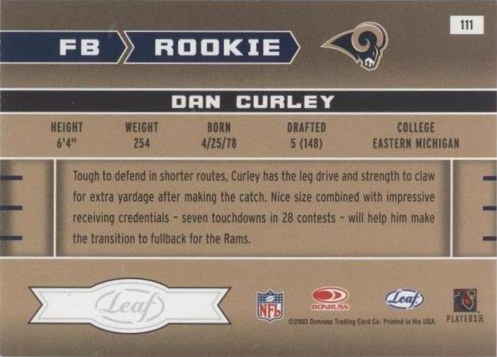 2003 Leaf Rookies & Stars Dan Curley #111 for sale | eBay