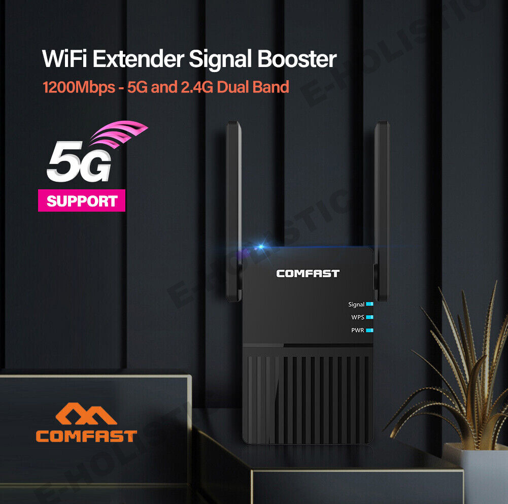 300/1200Mbps Dual Band 5G Wifi Extender Repeater Range Booster Wireless ...