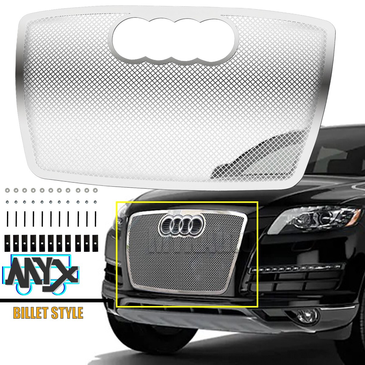 Fits 2007- 2015 Audi Q7 Stainless Steel Polish Wire Mesh Grille Grill ...