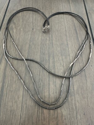 Silpada Sterling 925 Silver Silver Flash Black Brown Cord Necklace Size ...