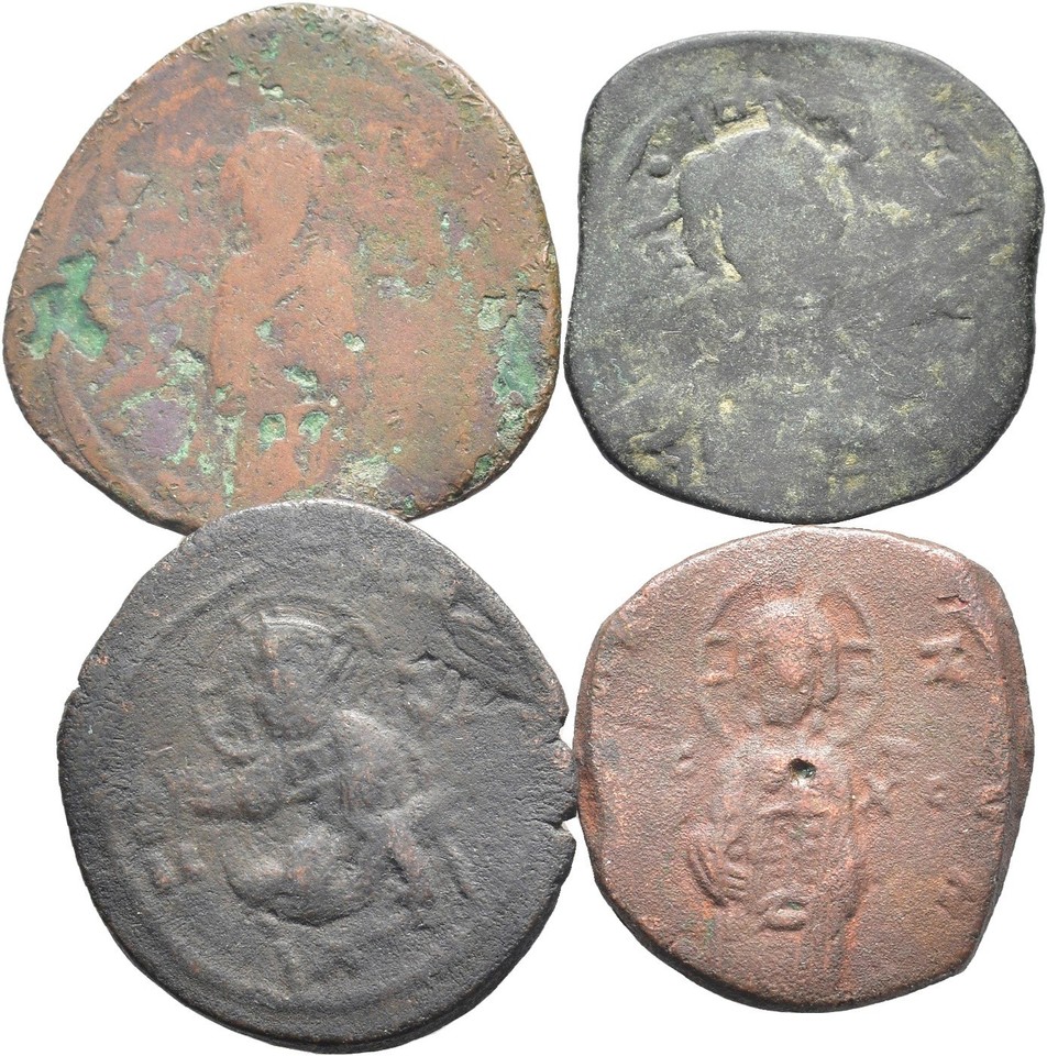 FITZ LOT OF 4 BYZANTINE BRONZE COINS BASILEUS CHRIST CONSTANTINOPLE ...