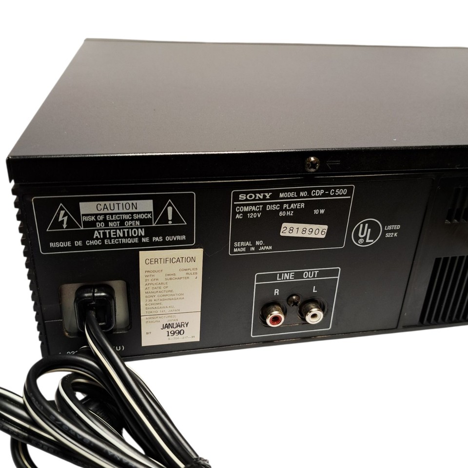 Vintage Sony CDP-C500 5 Disc Stereo System CD Changer / Player Works | eBay