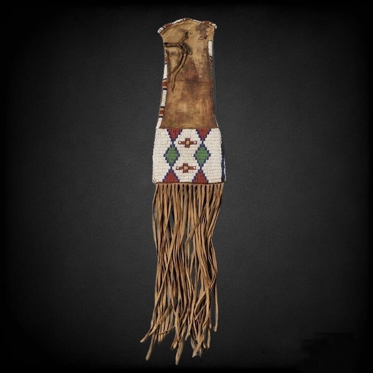 Native Indian Beaded Suede Leather tobacco Beaded pouch, hide tobacco ...