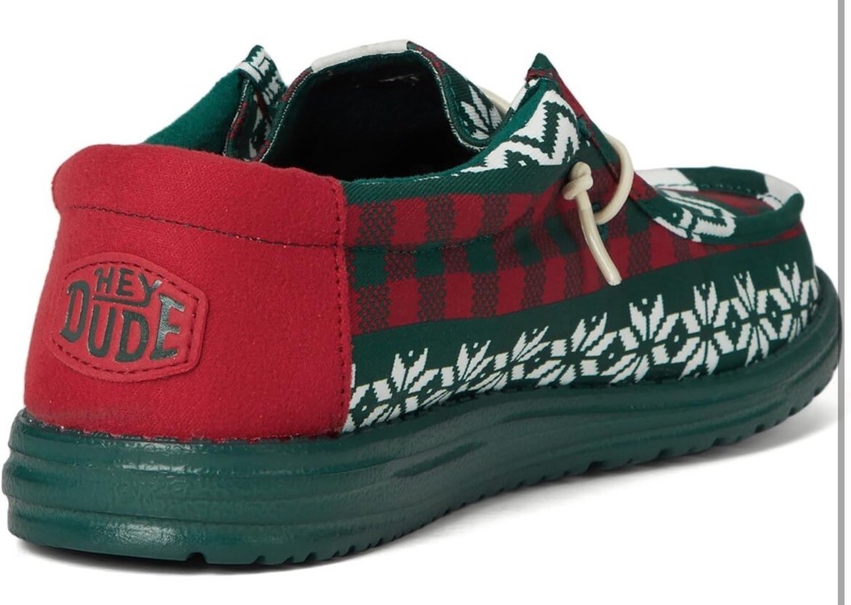 HEY DUDE Men's Wally Holiday Cheers Green/Red/White Shoes Size 11 (New ...