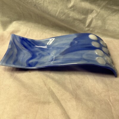 * Hand Made Fused Glass Wave Shaped Spoon Rest | eBay