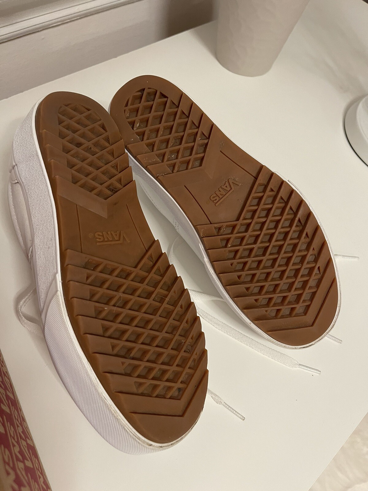 Vans White Platform Sneakers Old School Stack Sz 7.5 … - Gem