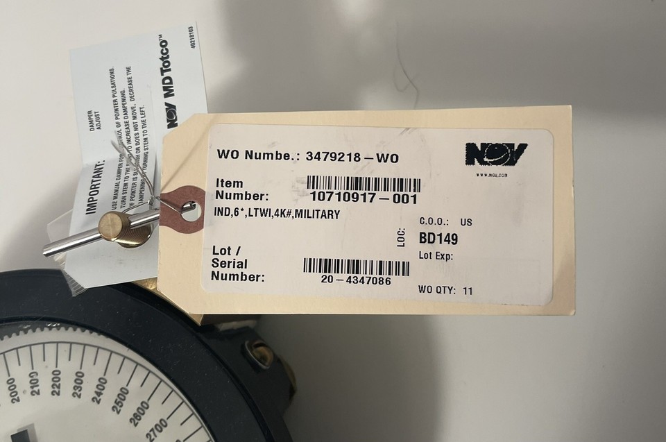 NOV MD TOTCO Martin Decker B1151-00403 Pressure Gage 4000Lbs New | eBay