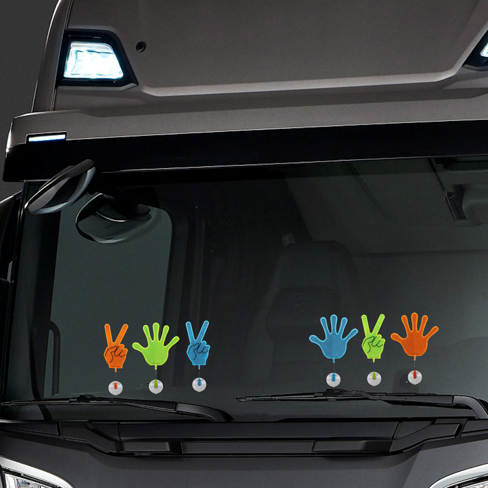 Waving Hand Decor Wackel-Hand bye Peace Orange with Suction Cup Truck ...