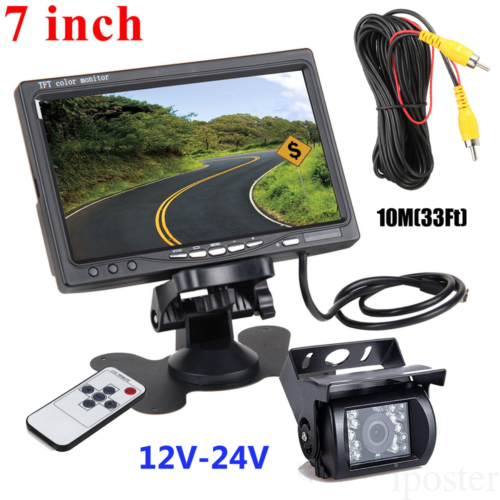 7" Monitor+24v/12v CCD IR Reversing Camera Car Caravan Truck Night ...
