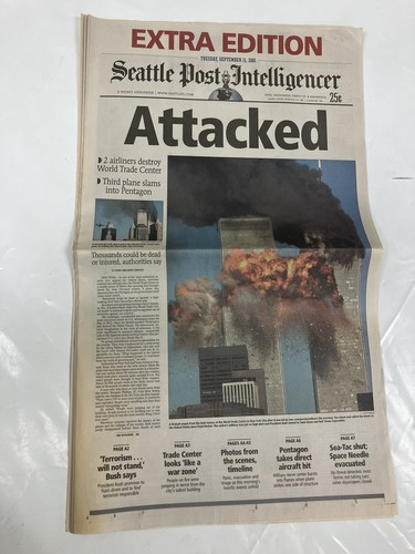 September 11, 2001 Seattle Post Intelligencer Newspaper 9/11 Twin ...