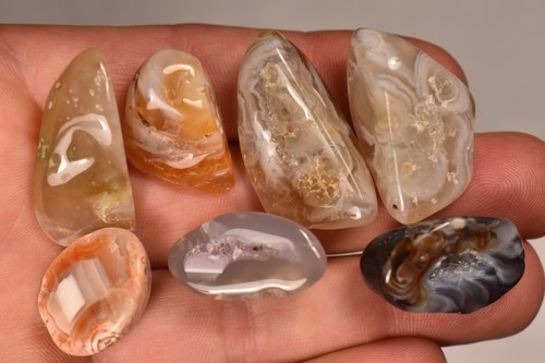 7 *AGATE GEODE* Tumbled Stones 44.6g Polished Specimens Healing ...