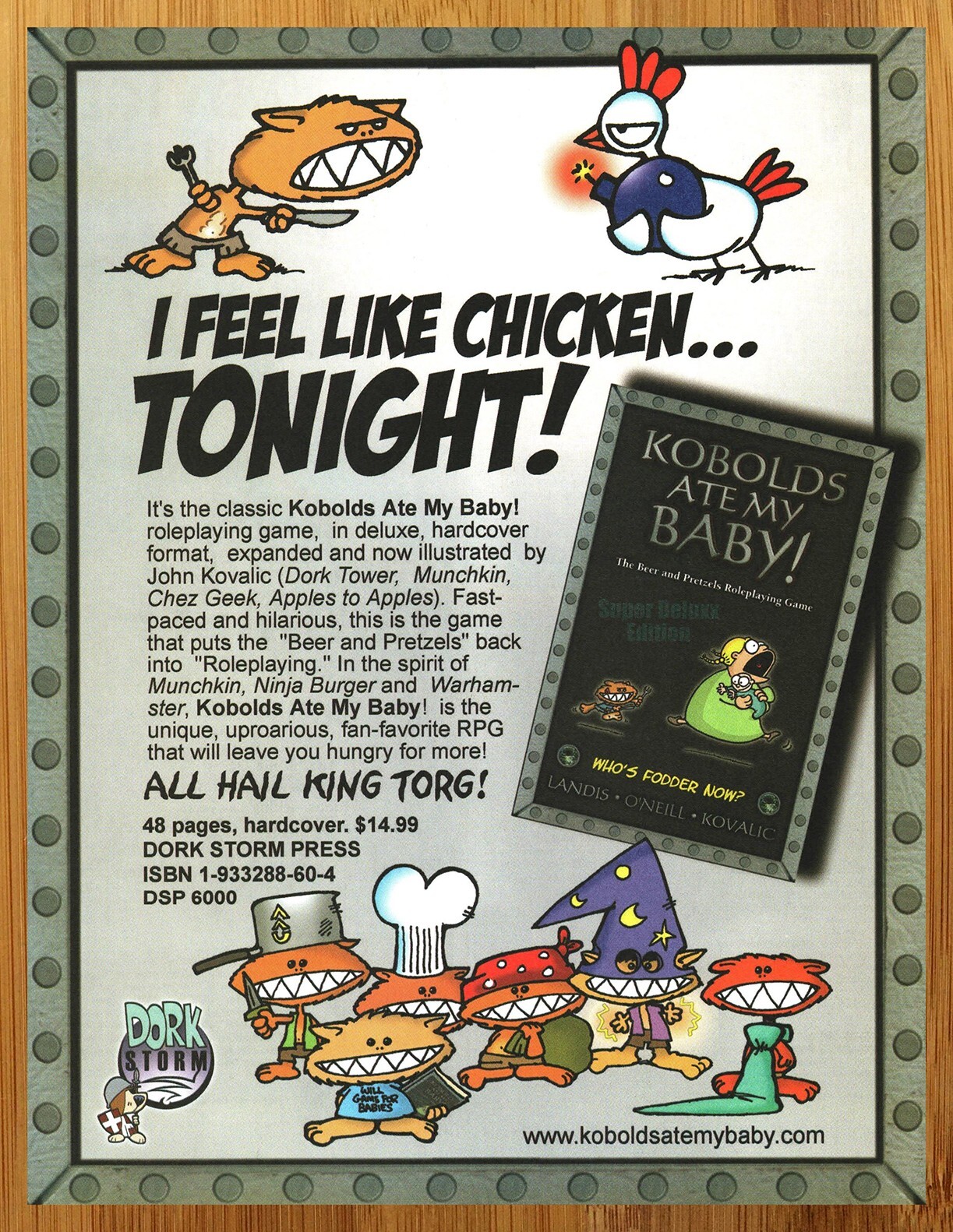 2006 Kobolds Ate My Baby RPG Game Print Ad/Poster John Kovalik Art ...