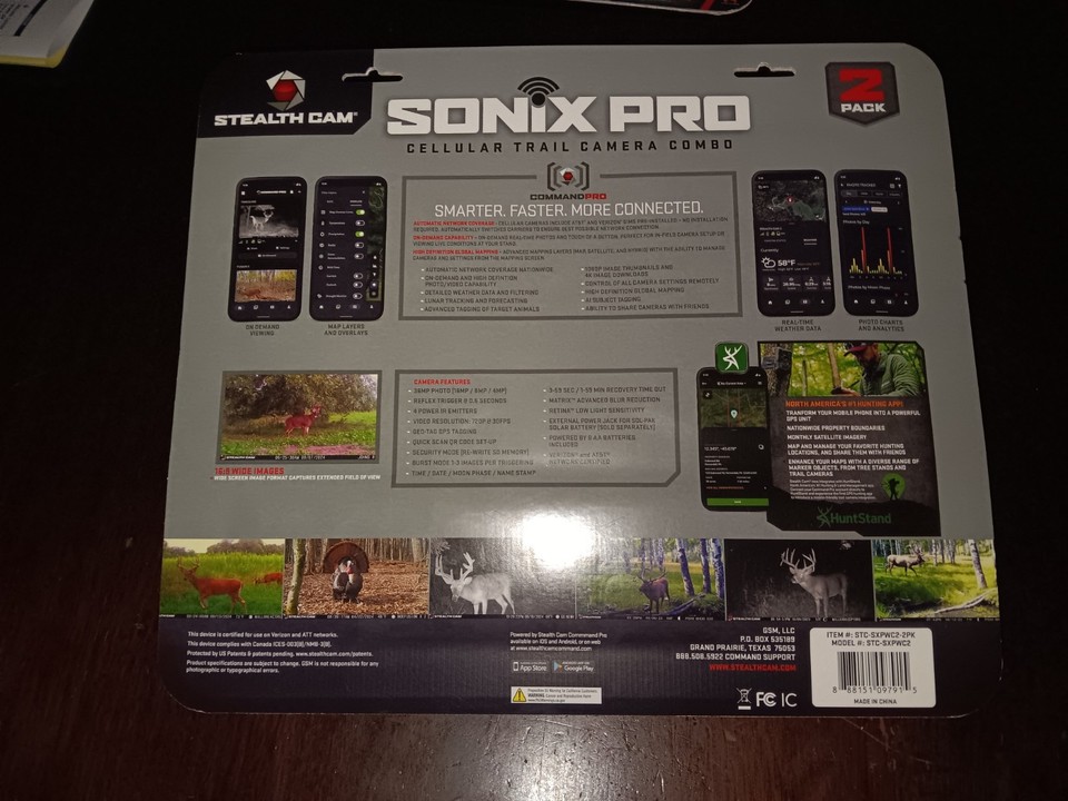 Trail Camera Stealth Cam Sonix Pro 36 MP Cellular Dual Sim 80 ft. Range ...