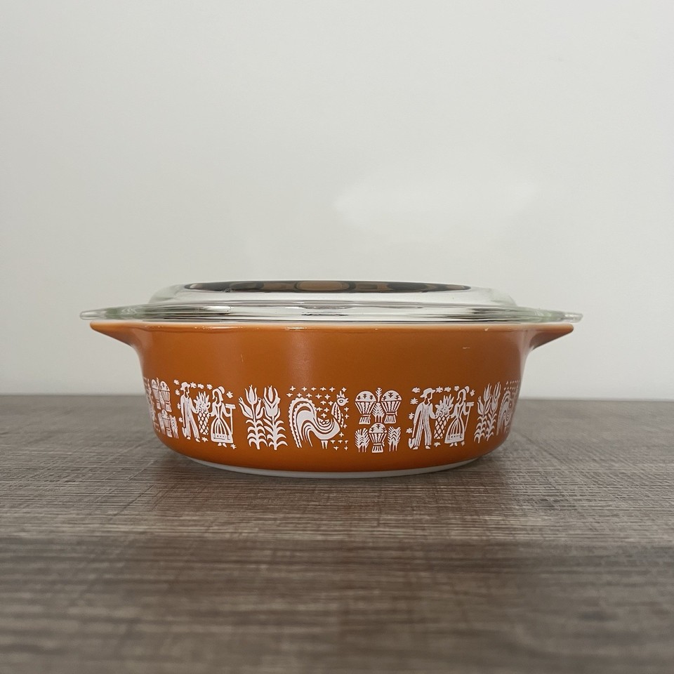 RARE Vintage Pyrex White on Orange Amish Butterprint Casserole Dish W ...