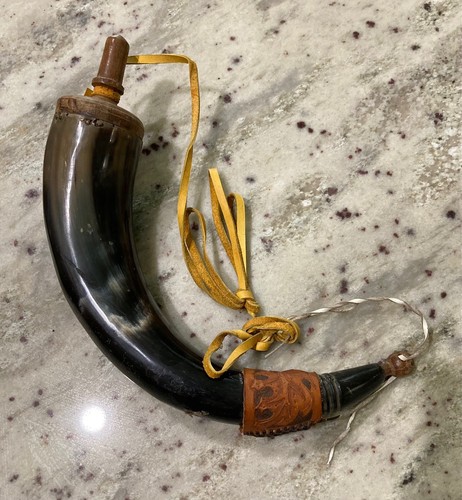 VTG Powder Horn Hunting Decor with Leather Strap 13" | eBay