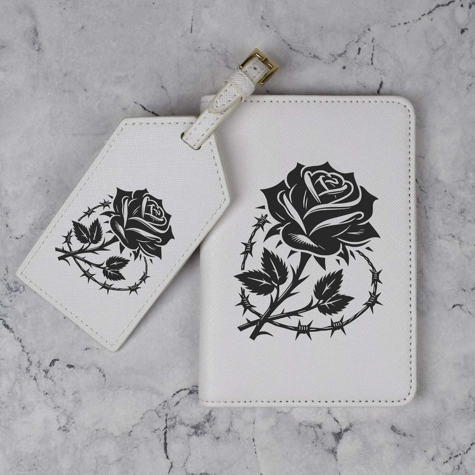 'Barbed Wire Rose' Passport Cover & Luggage Tag Travel Set (PA00038279 ...