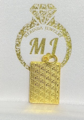 24K Solid Yellow Gold Initial D Unisex Rectangle Charm/ Pendant, 7.20 ...