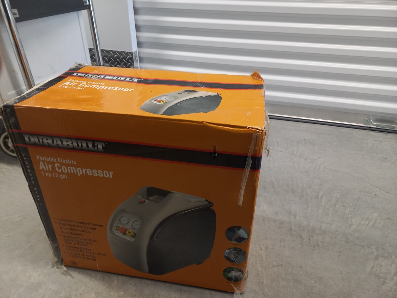 portable electric air compressor 1hp 2gal durabuilt | eBay