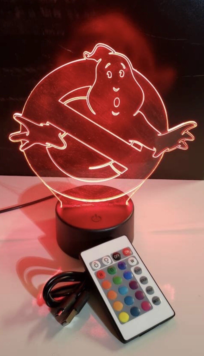 GHOSTBUSTERS Movie Iconic Logo 3D LED Light Lamp 8 Colors W/remote ...