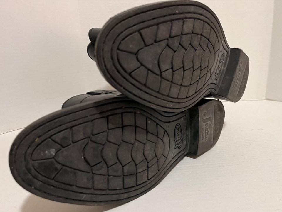 JUSTIN JB3000 MEN'S BASICS ROPER WESTERN BLACK BOOTS MEDIUM ROUND TOE ...