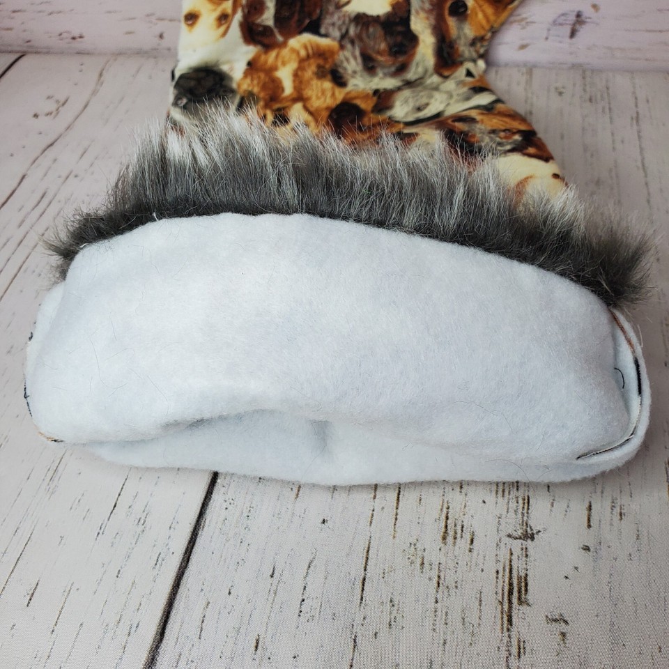 Dog Breeds Christmas Stocking With Faux Fur Trim Gray 21" Holiday Puppy ...